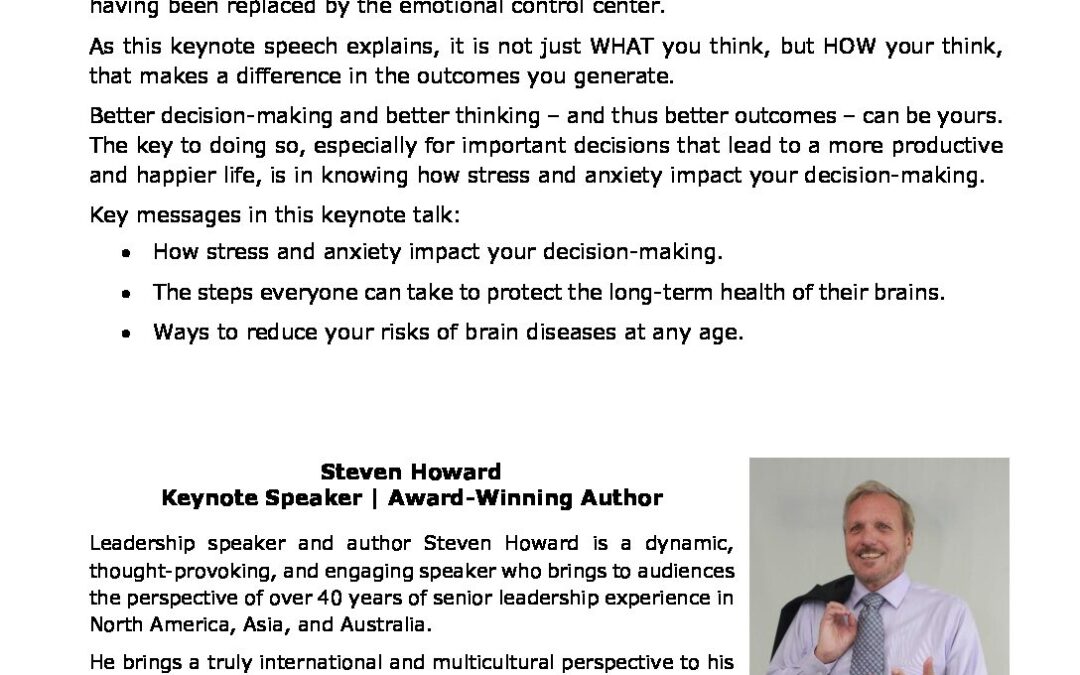 How Stress Impacts Decision Making.Keynote Speech Overview | Caliente ...